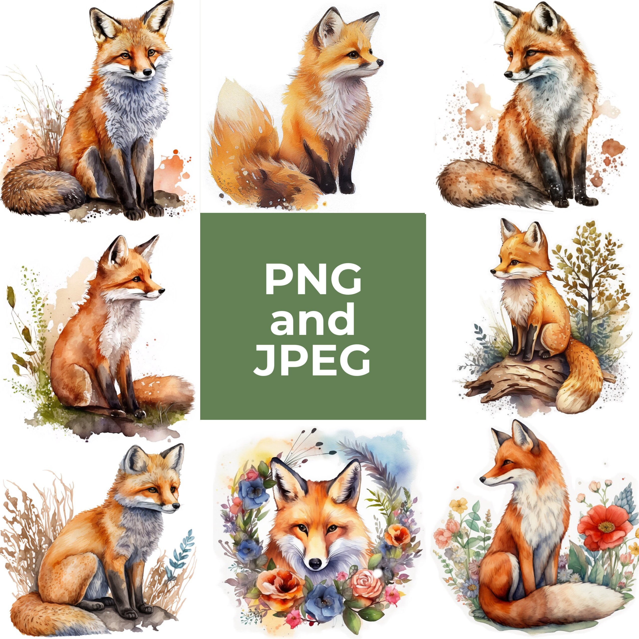 Cute Fox Clipart Bundle Digital Stickers, Art Prints, and More ...
