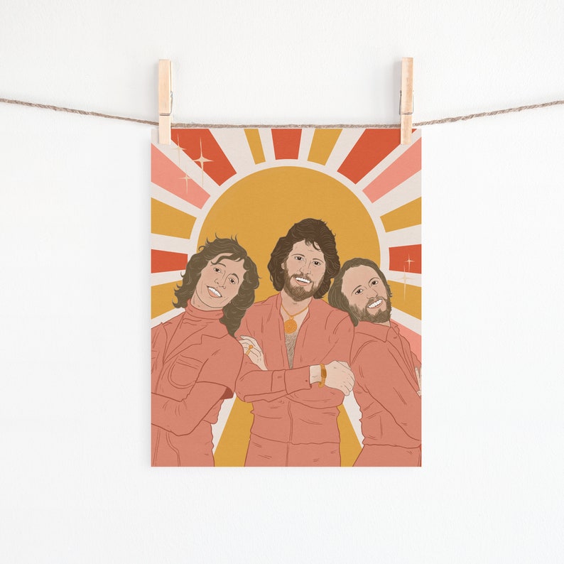 Bee Gees Printable Wall Art, Set of Two Poster Print, 70s Bee Gees Art ...