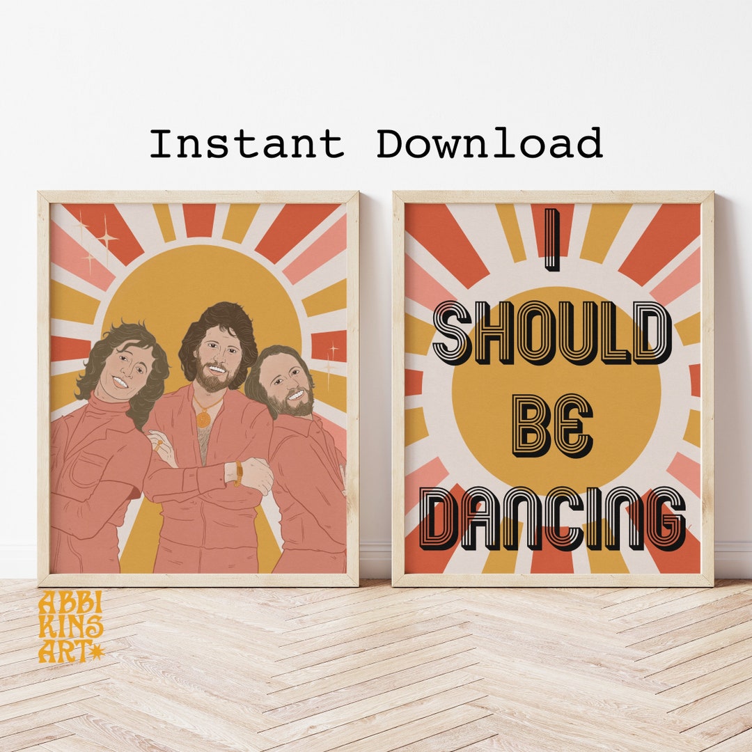Bee Gees Printable Wall Art, Set of Two Poster Print, 70s Bee Gees Art ...