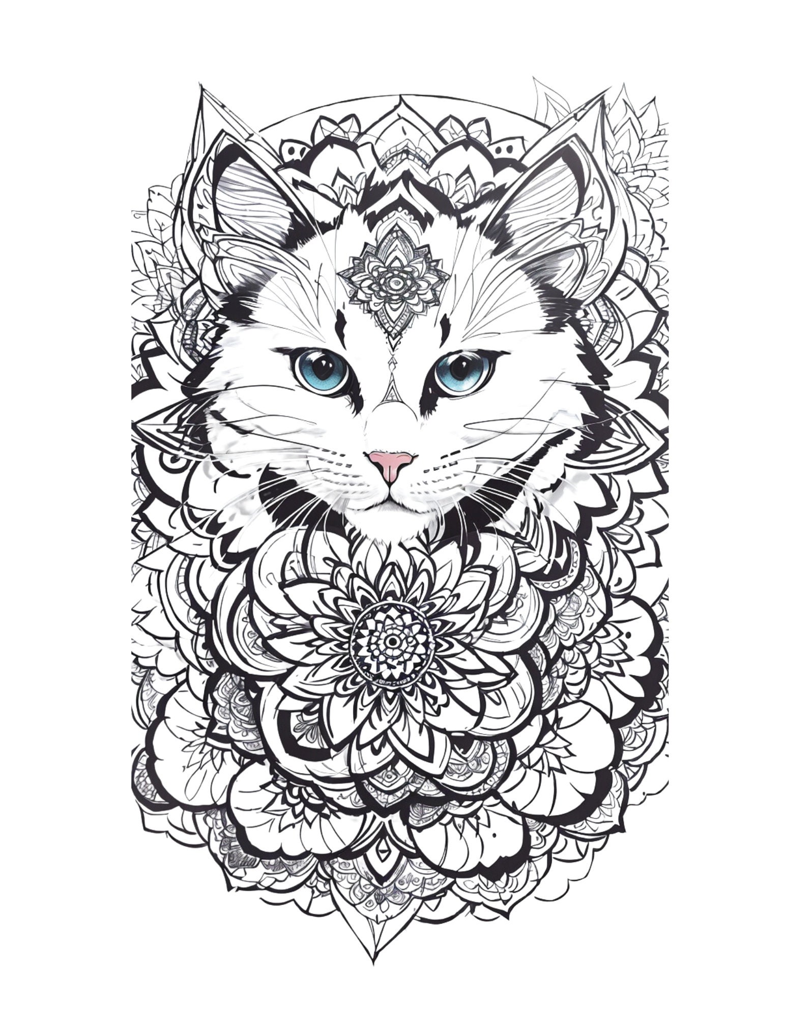Cute Cats Coloring Book, Adults Kids Instant Download -grayscale ...