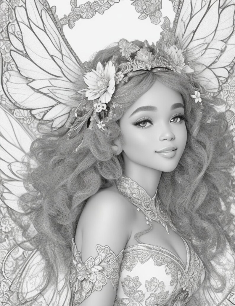 Multi-racial Garden Fairies Coloring Pages, Download PDF, Fairy ...