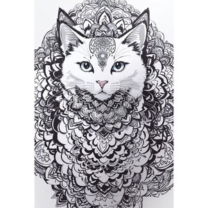 Cute Cats Coloring Book, Adults Kids Instant Download -grayscale ...