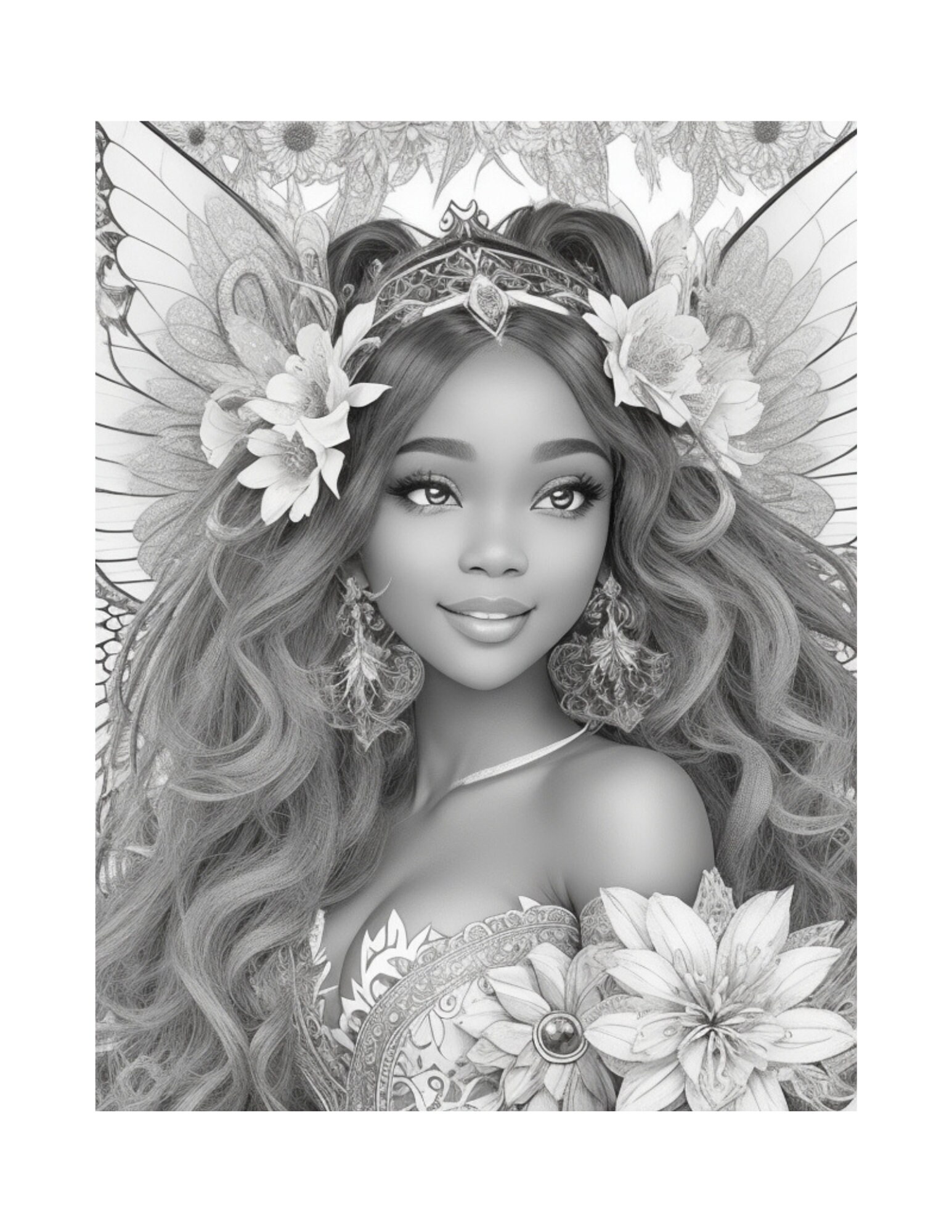 Multi-racial Garden Fairies Coloring Pages, Download PDF, Fairy ...