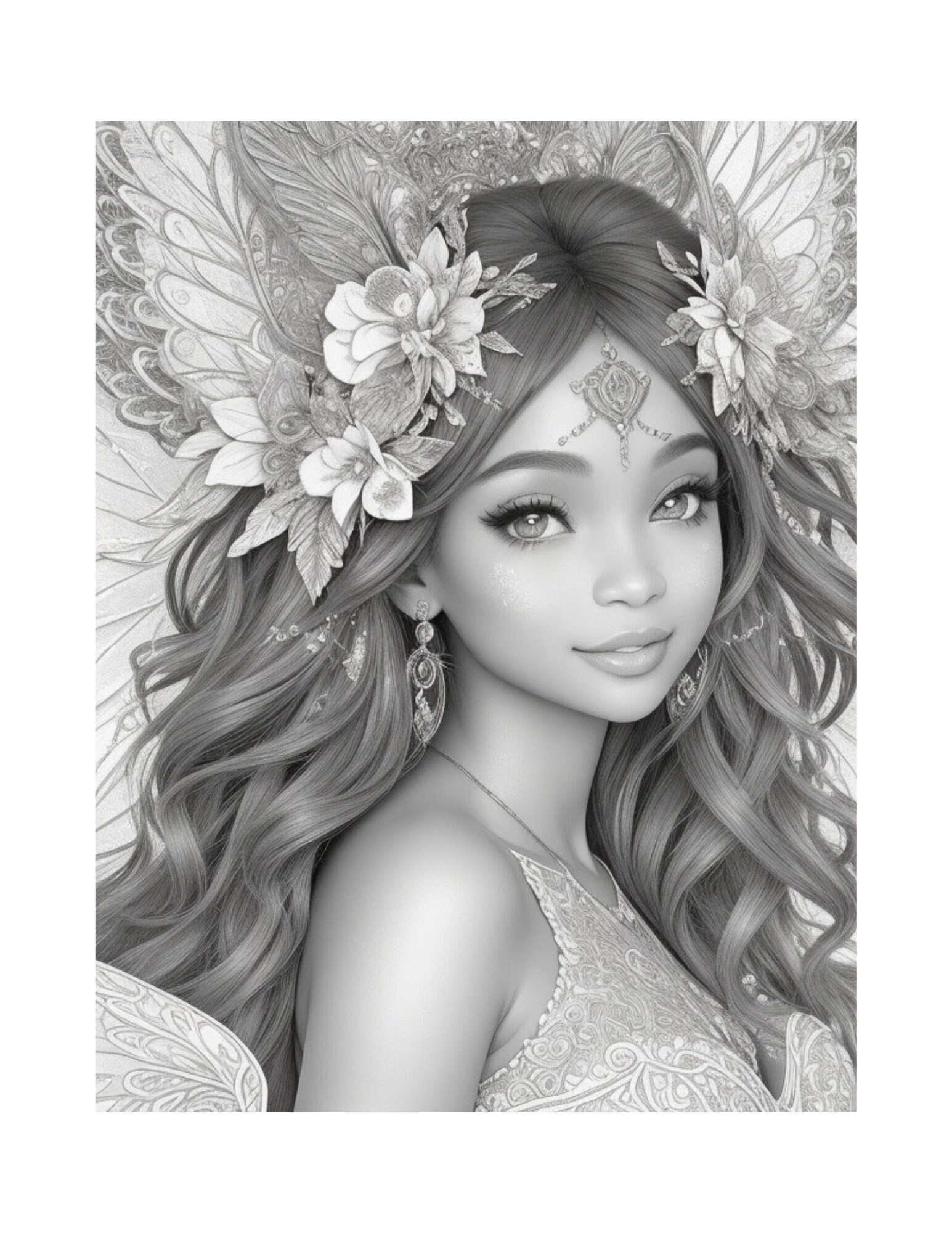 Multi-racial Garden Fairies Coloring Pages, Download PDF, Fairy ...
