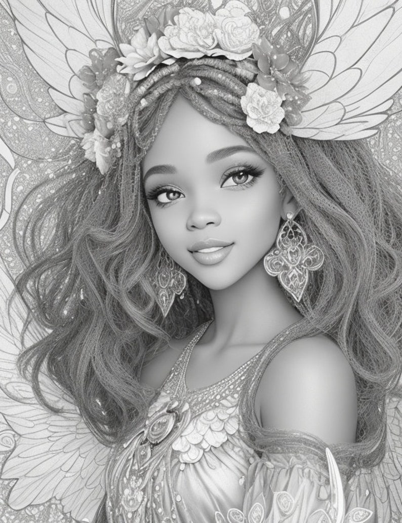 Multi-racial Garden Fairies Coloring Pages, Download PDF, Fairy ...