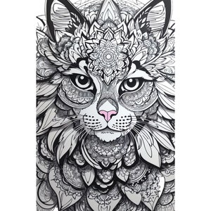 Cute Cats Coloring Book, Adults Kids Instant Download -grayscale ...