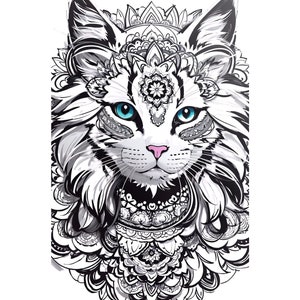 Cute Cats Coloring Book, Adults Kids Instant Download -grayscale ...