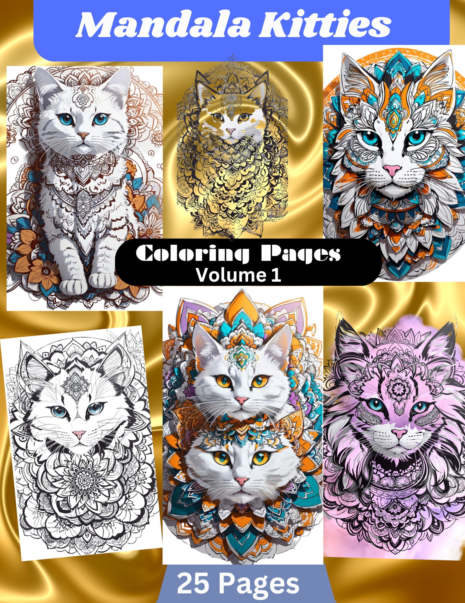 Cute Cats Coloring Book, Adults Kids Instant Download -grayscale ...