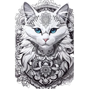 Cute Cats Coloring Book, Adults Kids Instant Download -grayscale ...