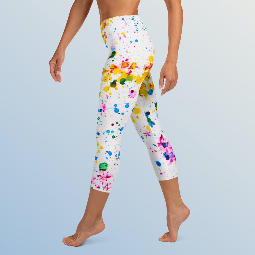Paint Splatter Capri Leggings, Women’s Capri Leggings With Paint ...