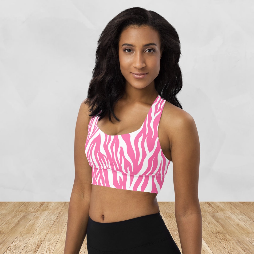 Pink Zebra Stripes Sports Bra for Active Women Fitness - Etsy
