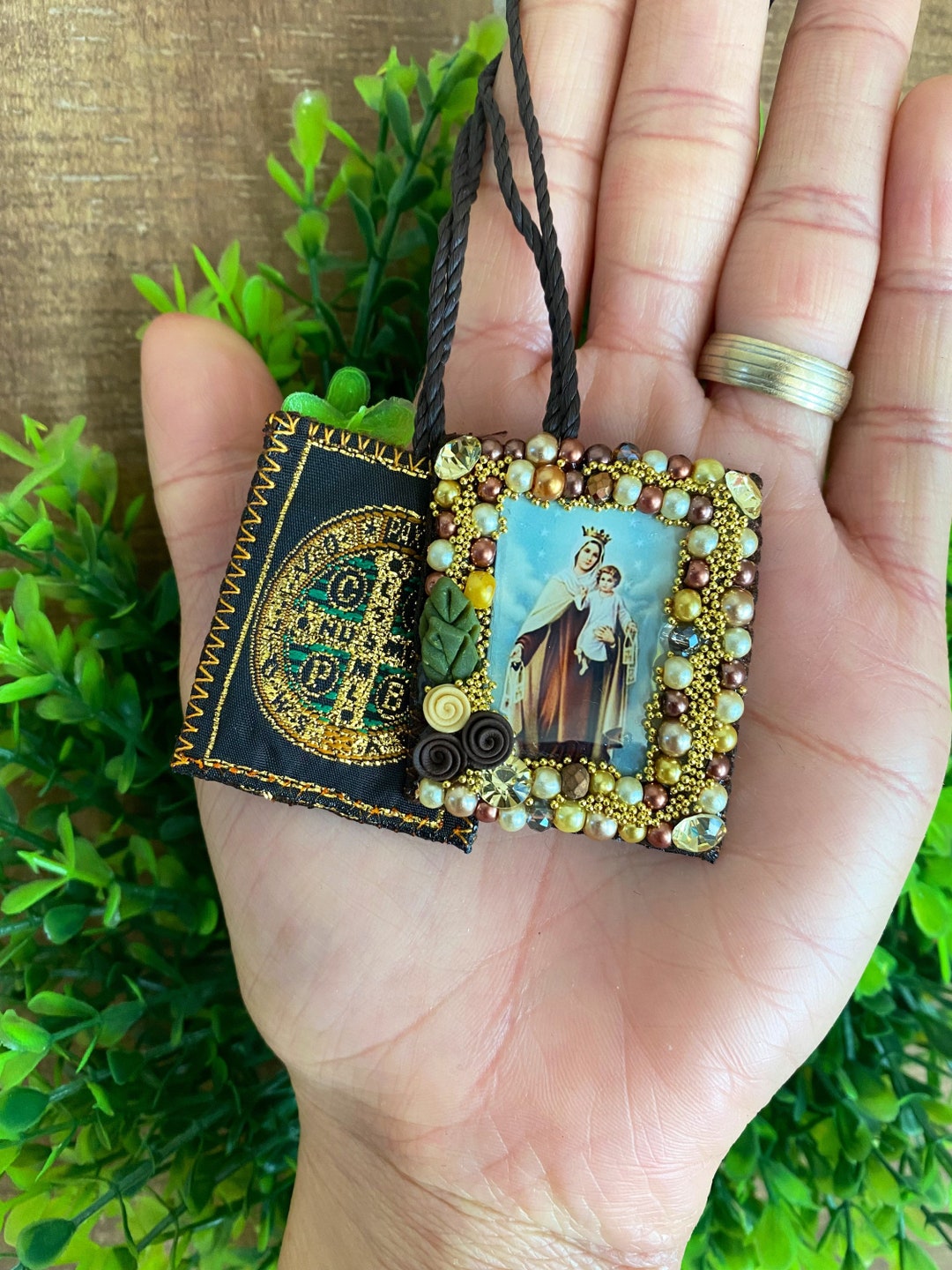 Virgen Del Carmen Escapulario, Hand Made, Virgin Mary Scapular Necklace ...