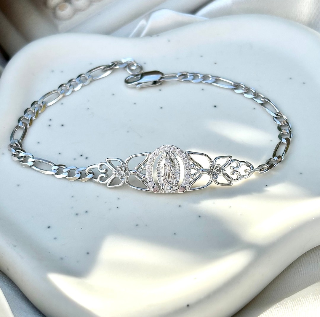Silver 925 Virgin Mary Bracelet, Quinceañera Bracelet Sterling Silver ...