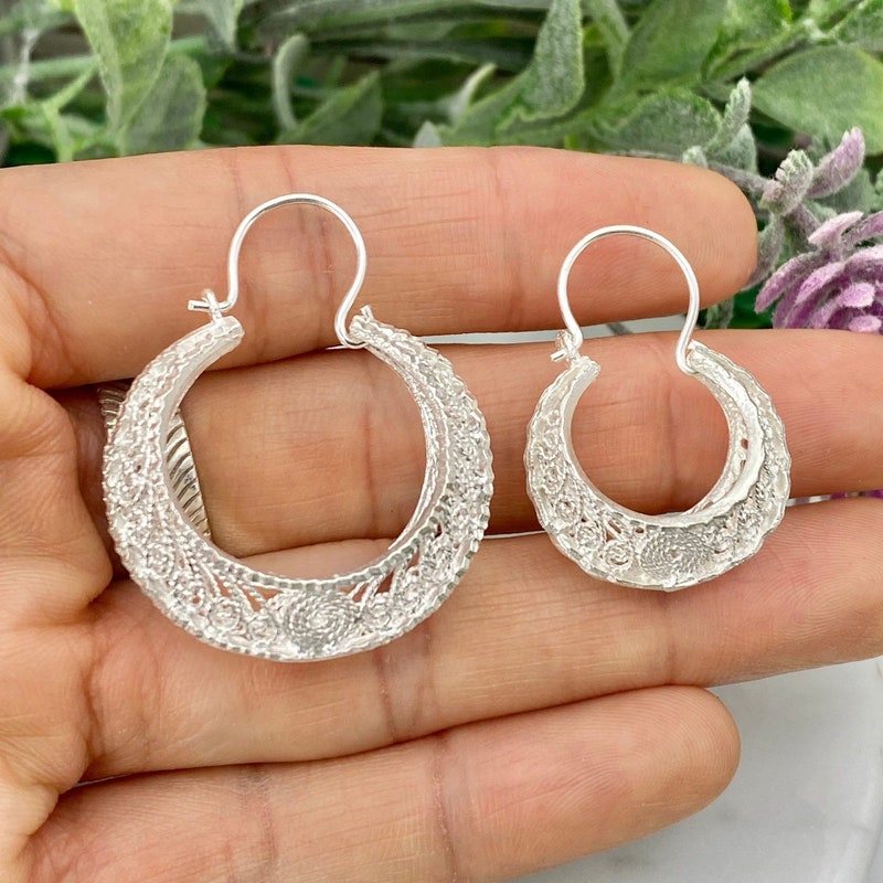 925 Vintage Mexico Hoops - Etsy