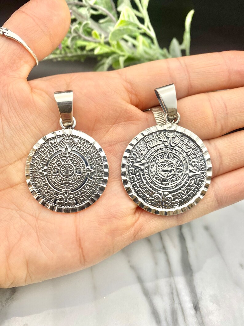 Aztec Calendar Pendant Sterling Silver 925 Calendario Azteca - Etsy