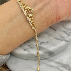 10 Kt Gold Quinceañera Bracelet, XV Años, Mis Quince Años, Solid Gold ...