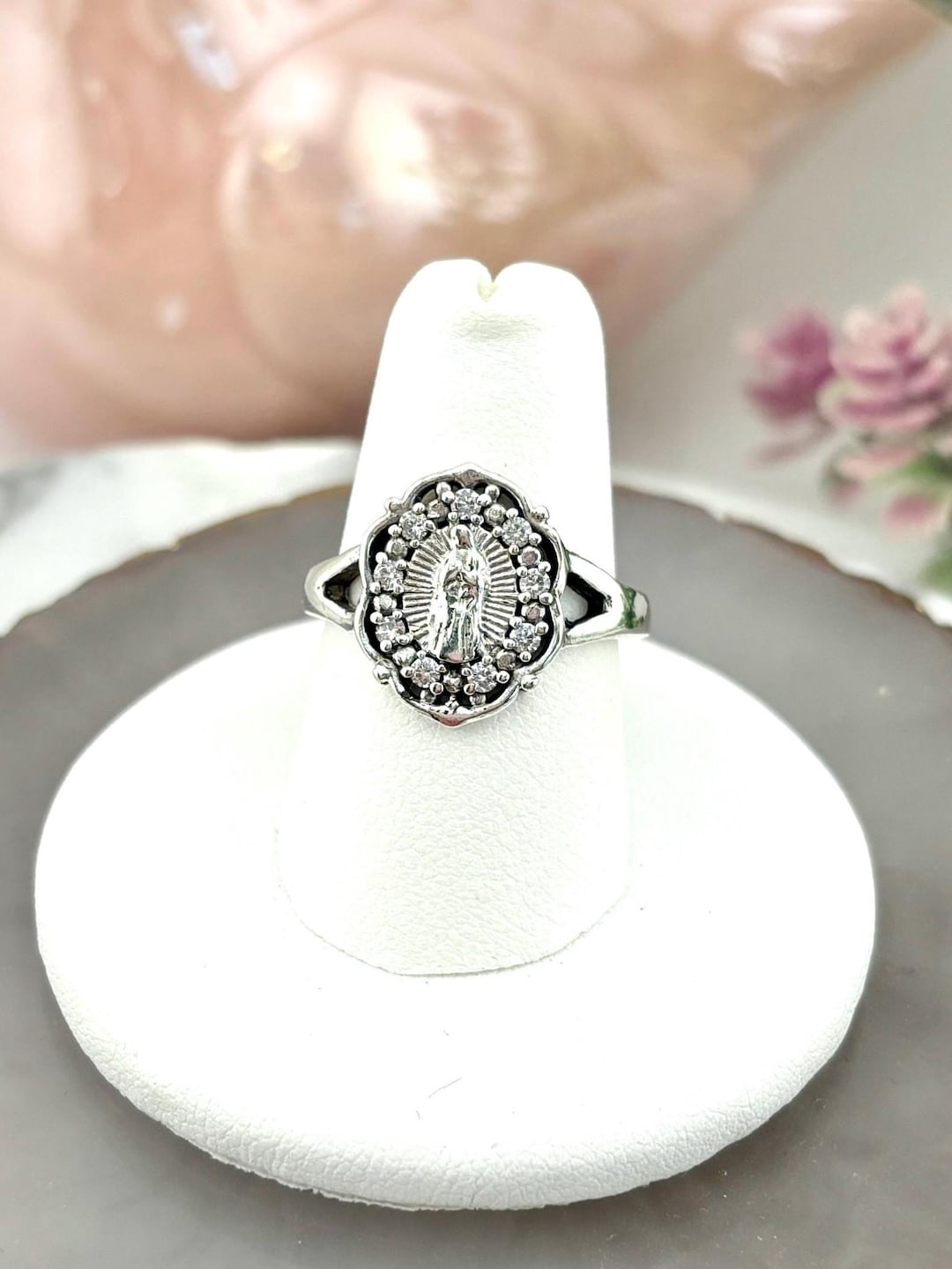 Silver 925 Virgin Mary Ring, Sterling Silver Rings Size 7,8,9. Our Lady ...