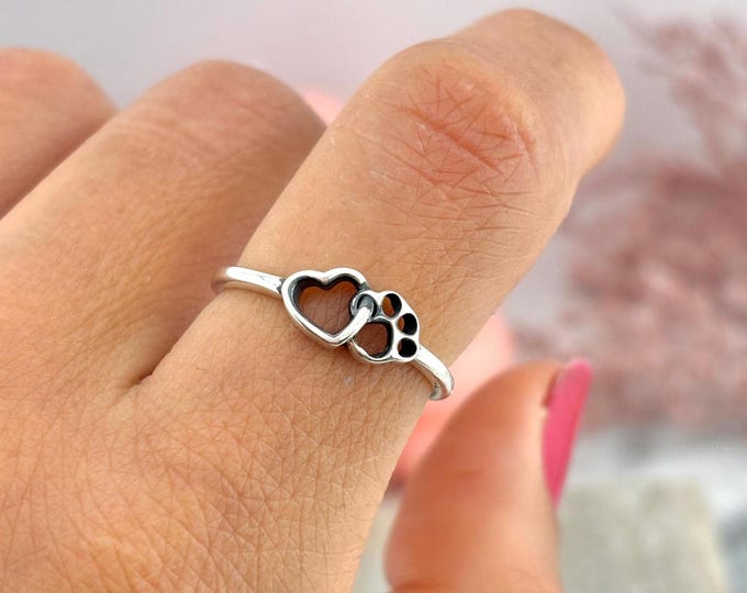 Paw Print Ring, Dog Ring, Personalized Pet Ring, Paw Print Jewelry, Pet ...