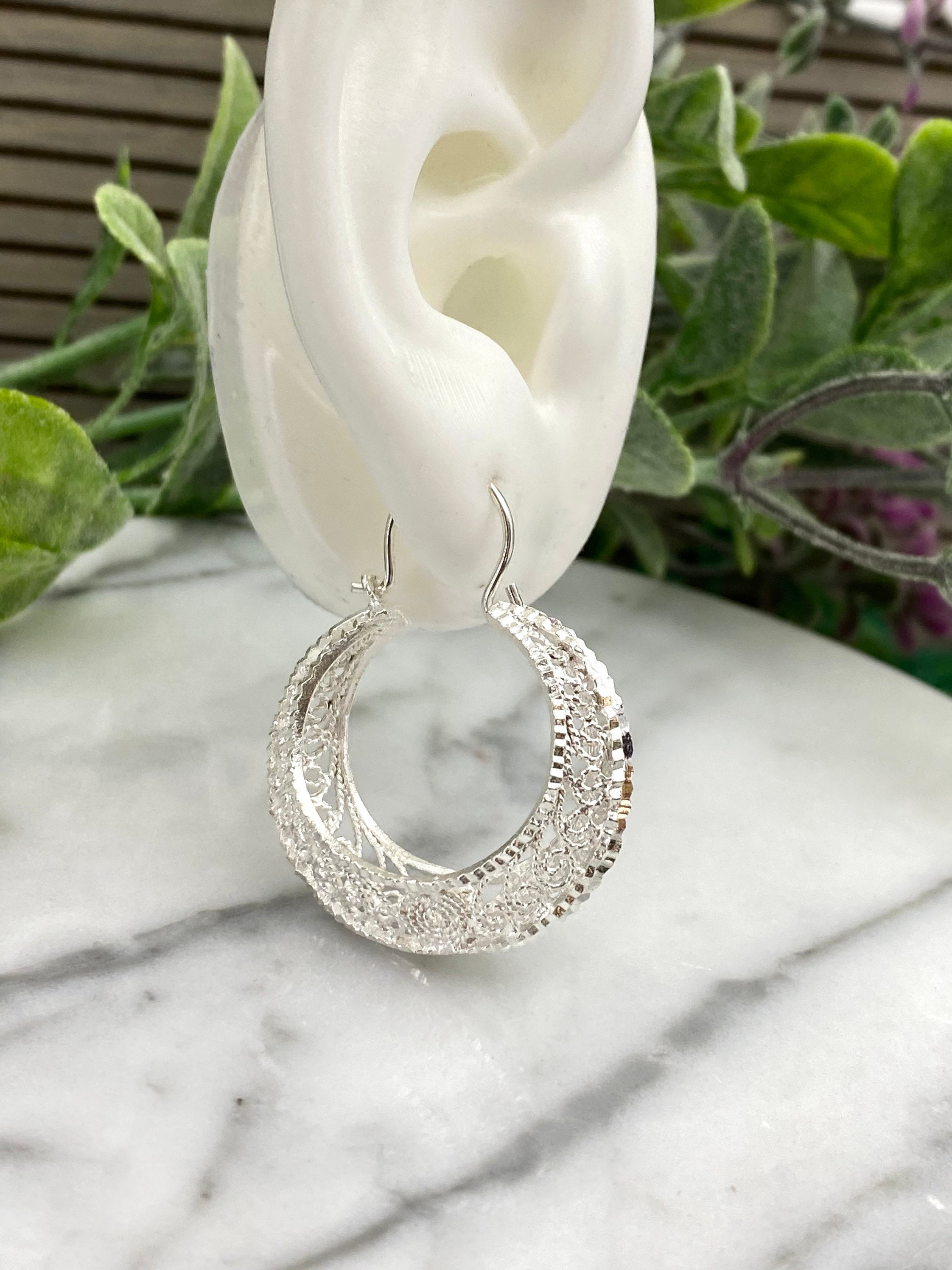 Mexican Basket Hoop Earrings Sterling Silver 925, Filigree, Arracadas ...