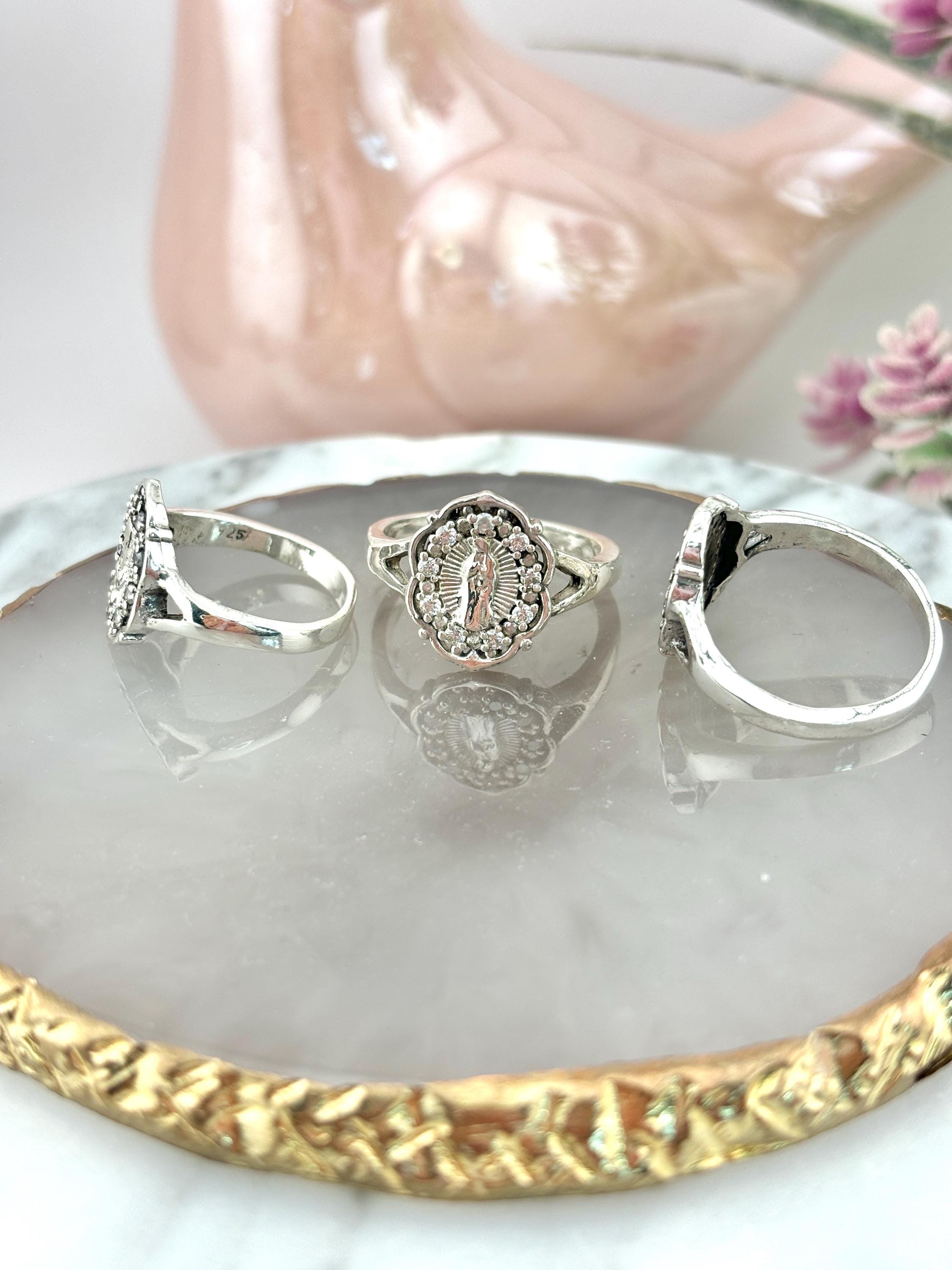 Silver 925 Virgin Mary Ring, Sterling Silver Rings Size 7,8,9. Our Lady ...