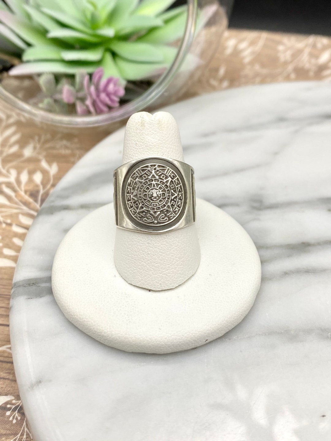 Silver 925 Ring for Man, Aztec Calendar Ring, Anillo De Plata Para ...