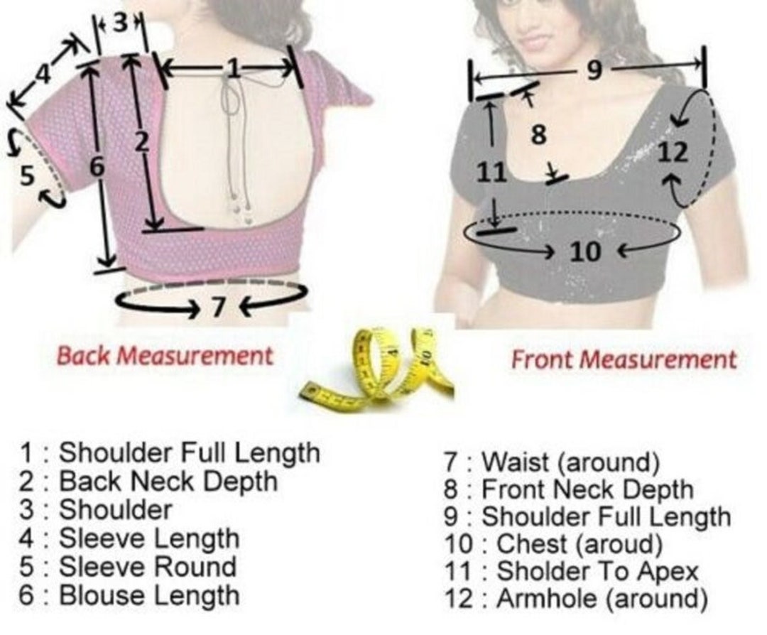 Custom Saree Blouse Stitching Measurement Services Stitch Blouse - Etsy