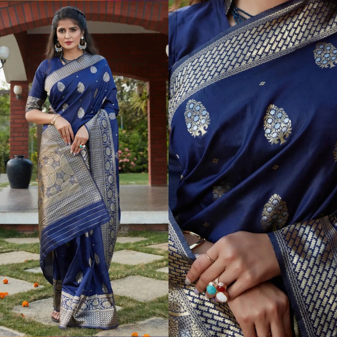 Royal Broder Saree Wear Sari Latest Jacquard Banarasi Silk - Etsy