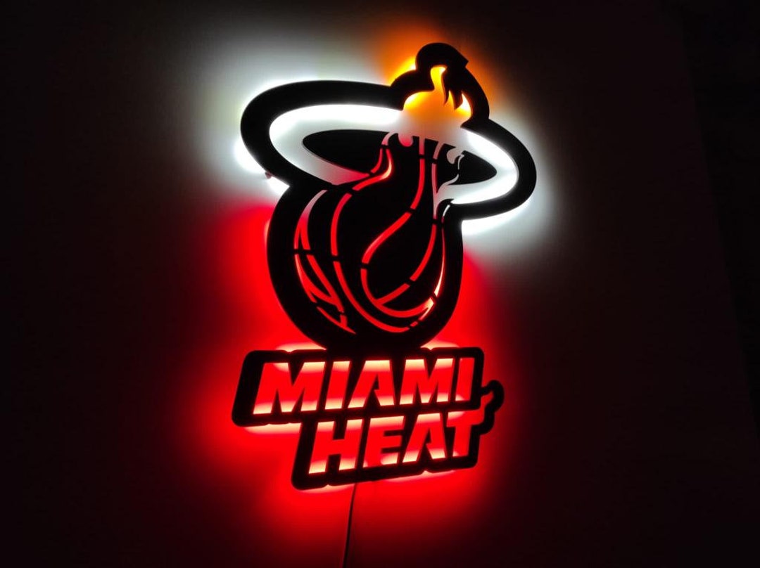 Miami Heat Fan Decor Illuminated Wall Decor Christmas Gift - Etsy