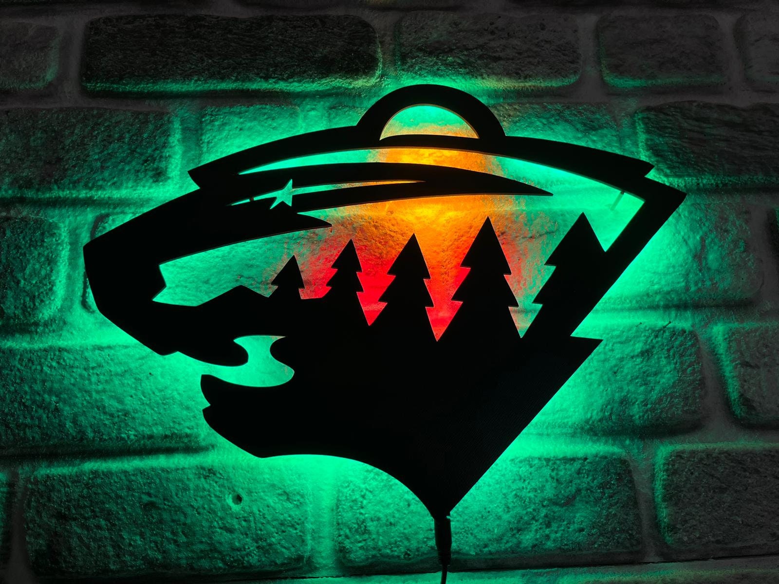 Minnesota Wild Lighted Wall Sign,nhl Logo Sign,ice Hockey Wall Decor ...