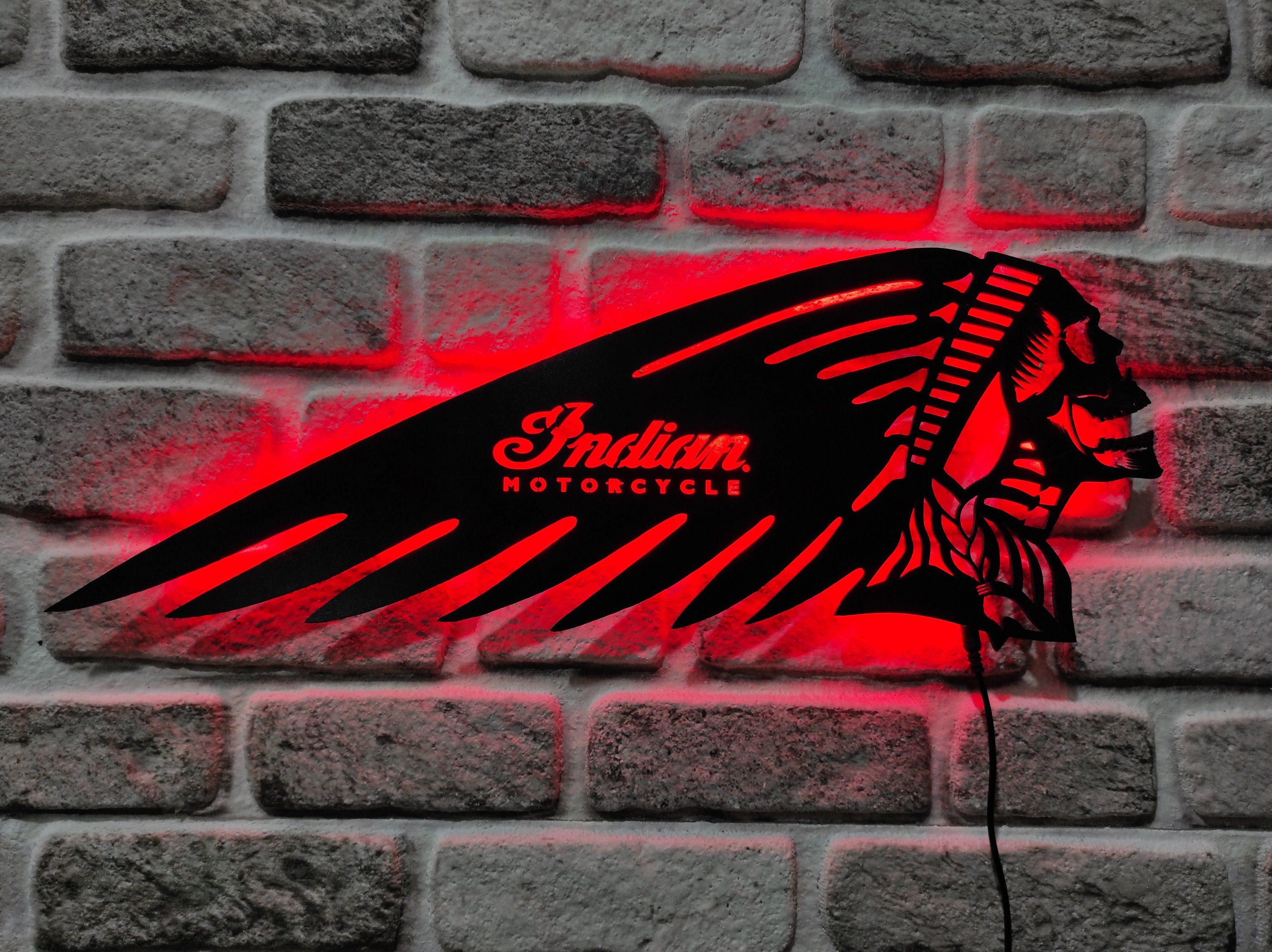 Indian Motorcycles Fan Wall Decor Illuminated Wall Sign Christmas Gift ...