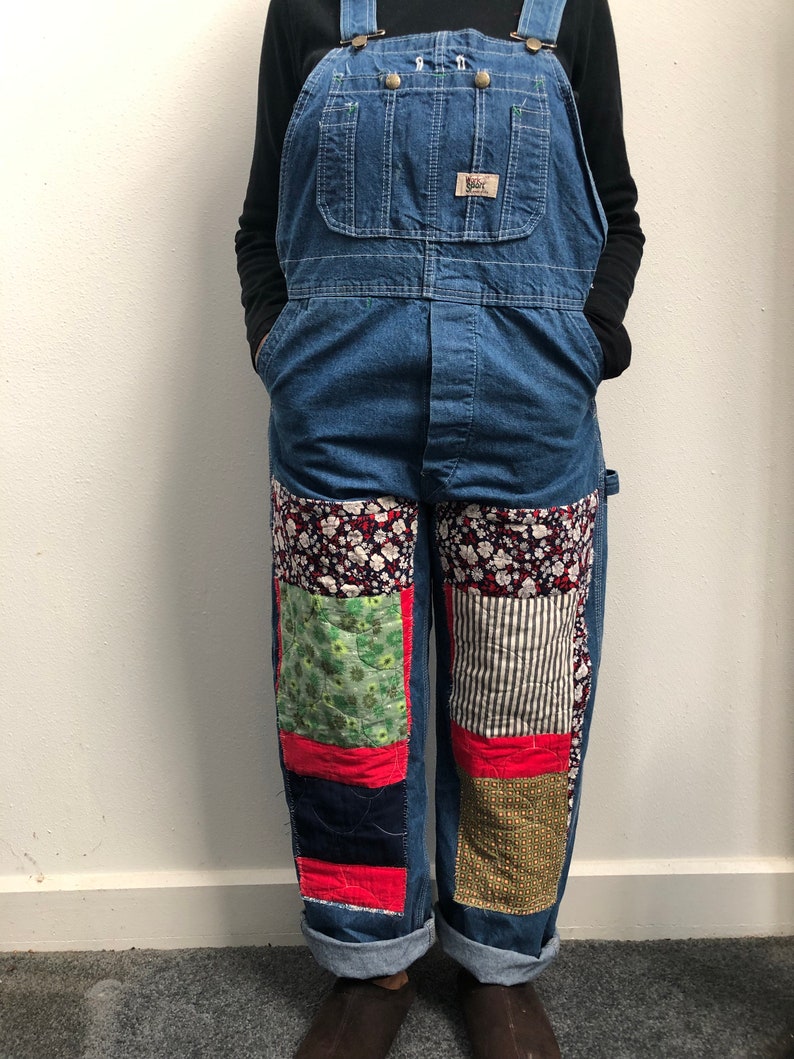 Vintage Quilt Patch Upcycled Overalls - Etsy