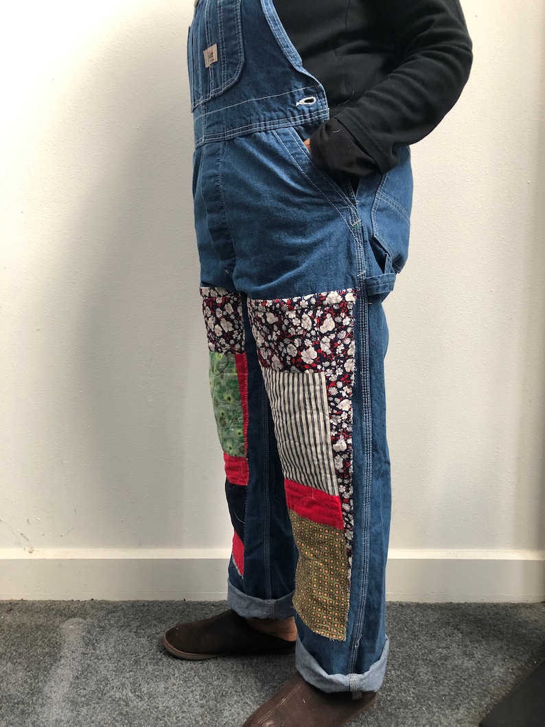 Vintage Quilt Patch Upcycled Overalls - Etsy