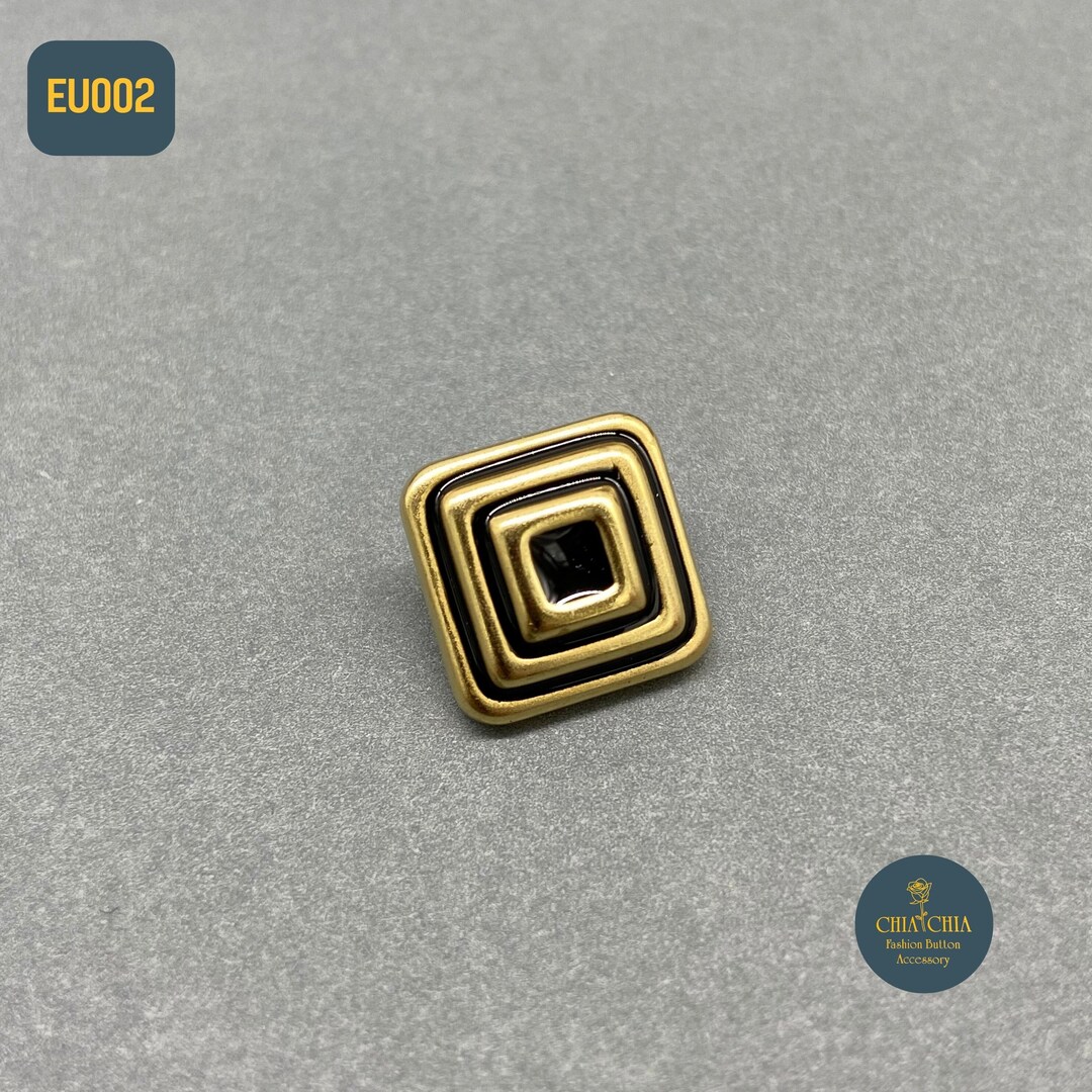 EU002 - Luxury Gold Square Buttons Black Square - Etsy