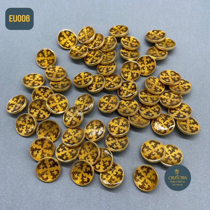 EU006 - Luxury Gold Buttons With Carved Pattern Epoxy - Etsy