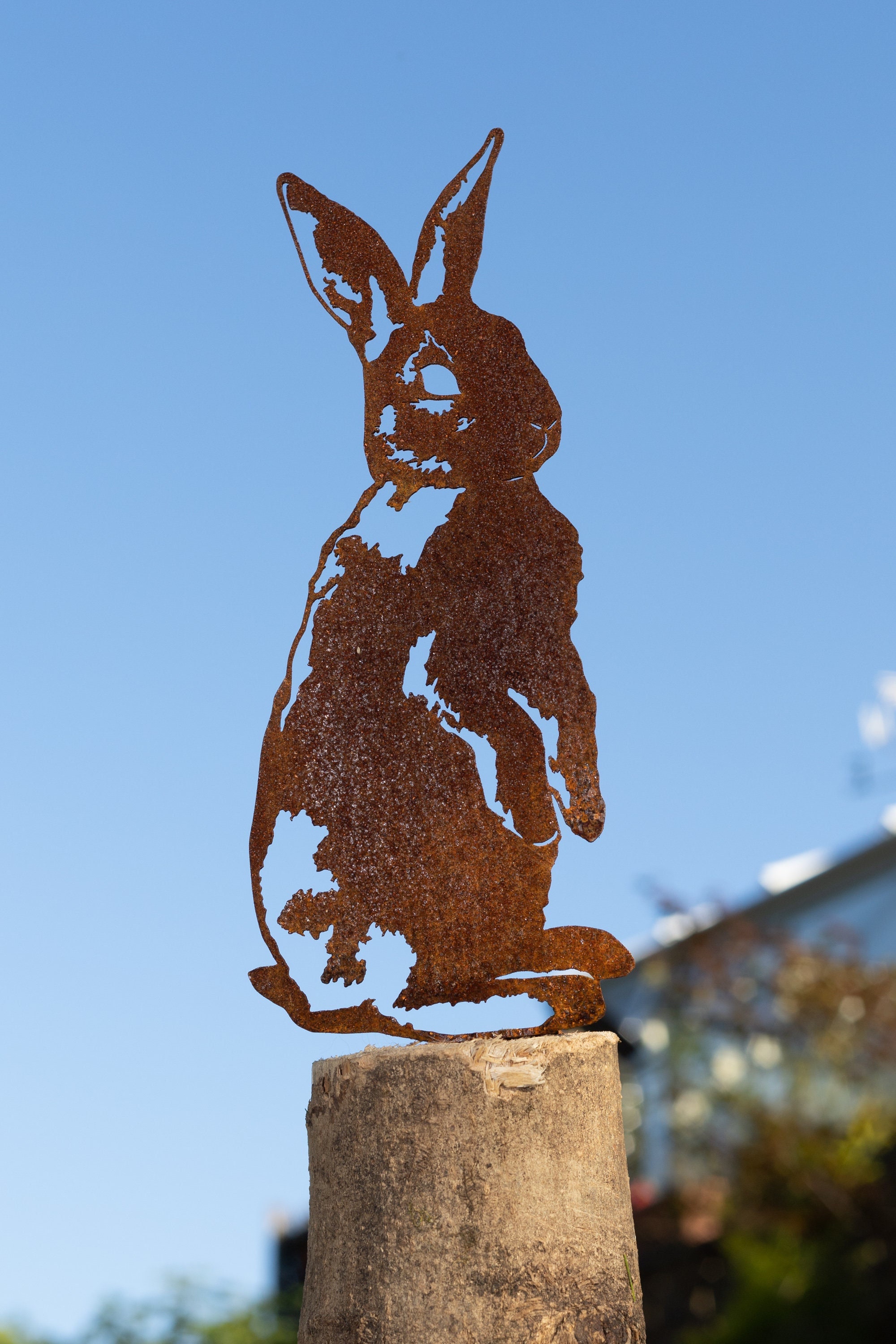Rabbit Fence Topper Rusted Metal Garden Ornament - Etsy