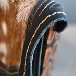 Axis Deer Hide Crossbody Purse. Leather, Wood and Epoxy Sides. Handmade ...