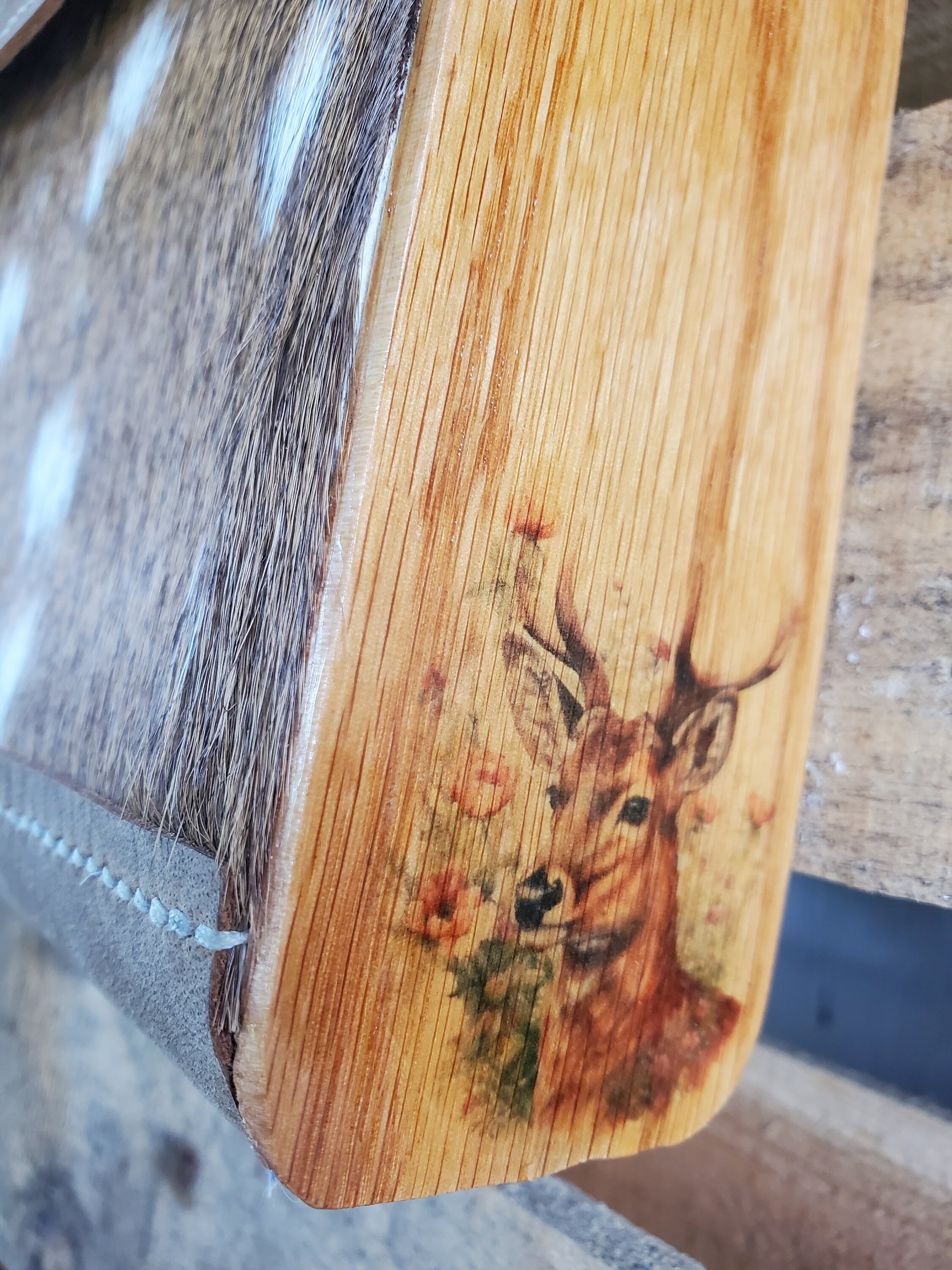 Axis Deer Hide Purse. Real Brown Leather. Wood and Leather Purse ...