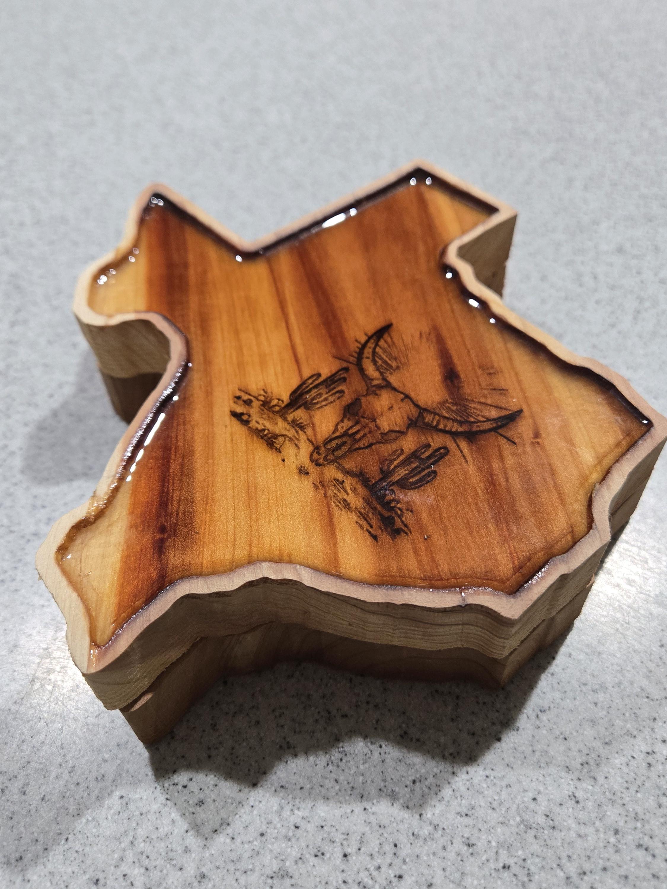 Engraved Cowskull Texas Coasters: Farmhouse Wooden Decor, Set of 2 ...