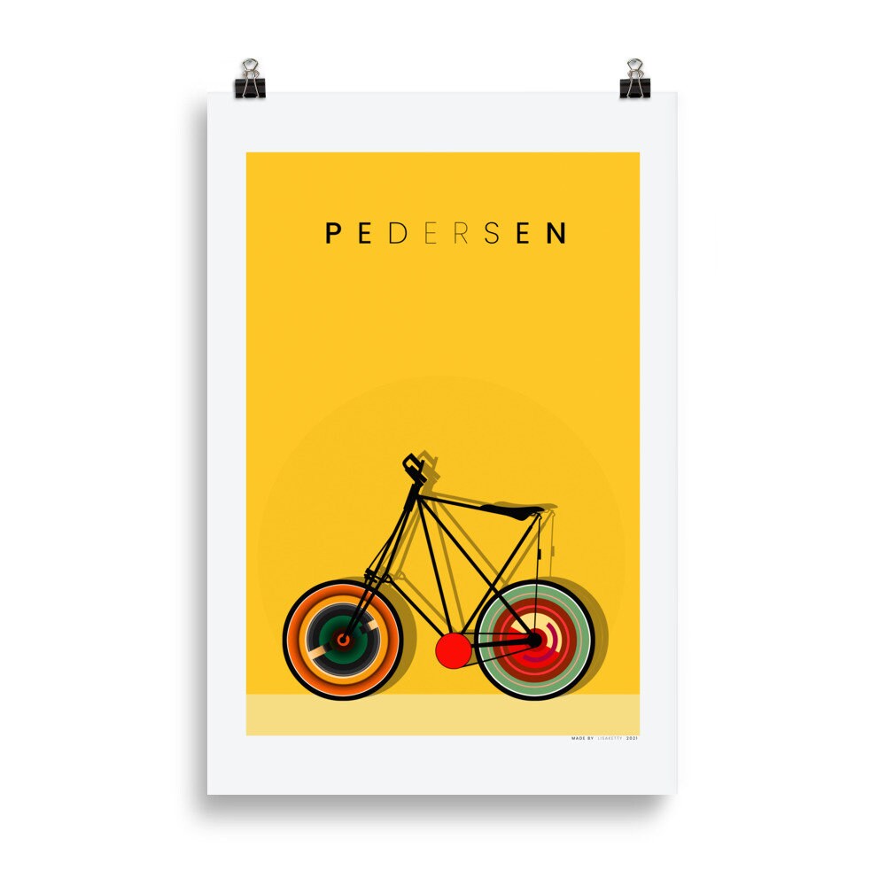 Pedersen Bike Poster, Yellow Bike Poster, Yellow Background, Pedersen ...