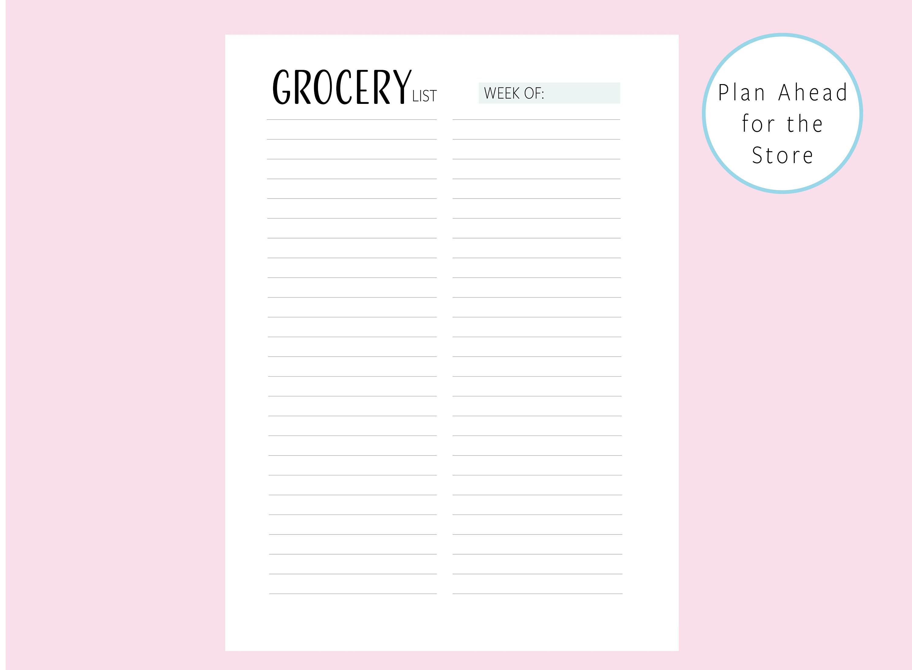 Meal Plan and Grocery List, Printable Planner - Etsy