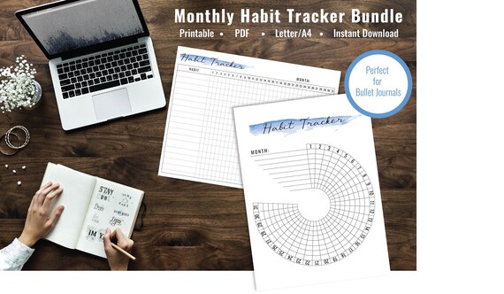 Habit Tracker Circular Bullet Journal Printable Circle Etsy Dot Grid ...