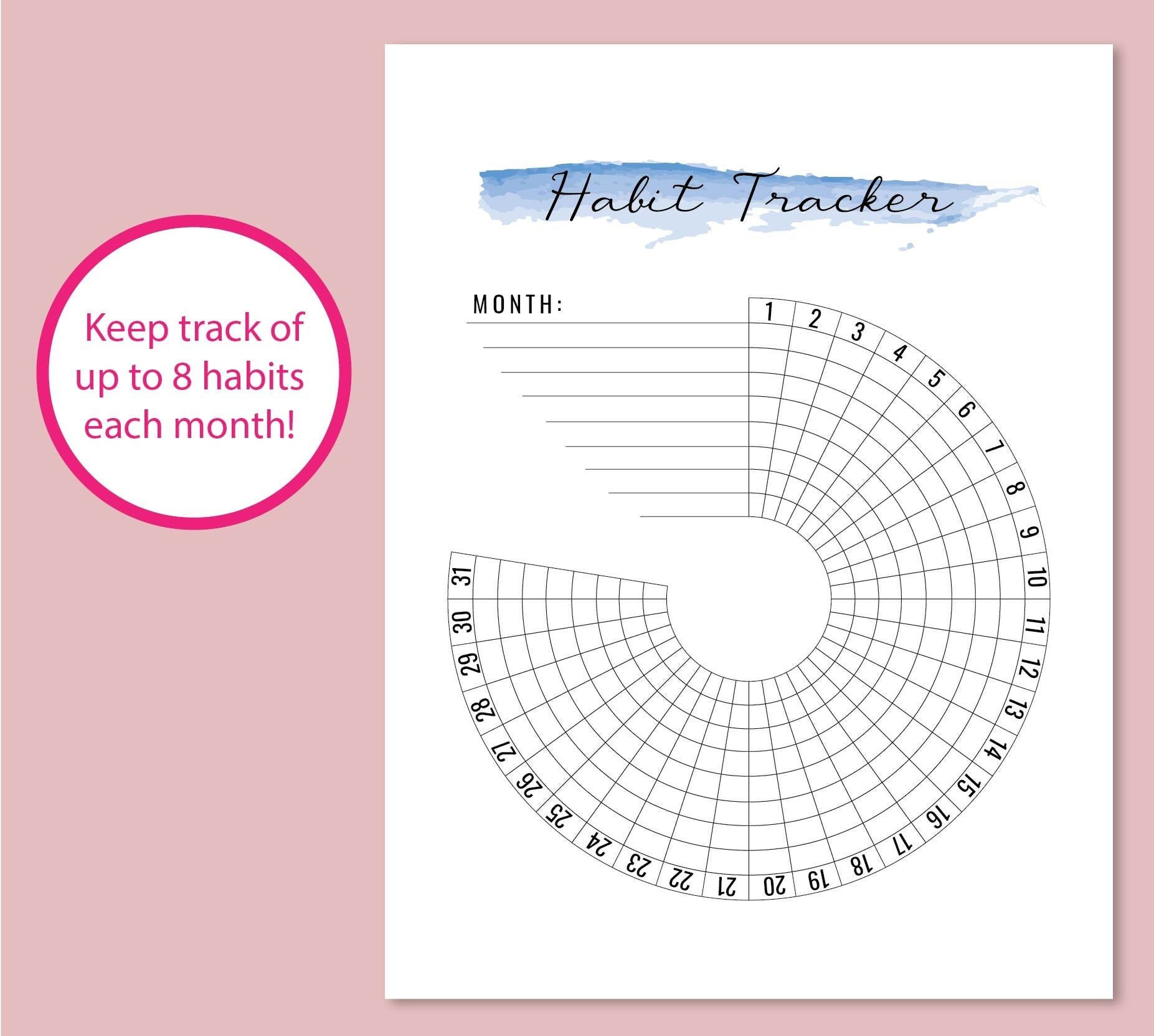 Printable Habit Tracker, Bullet Journal Habit Tracker, Circle Habit ...