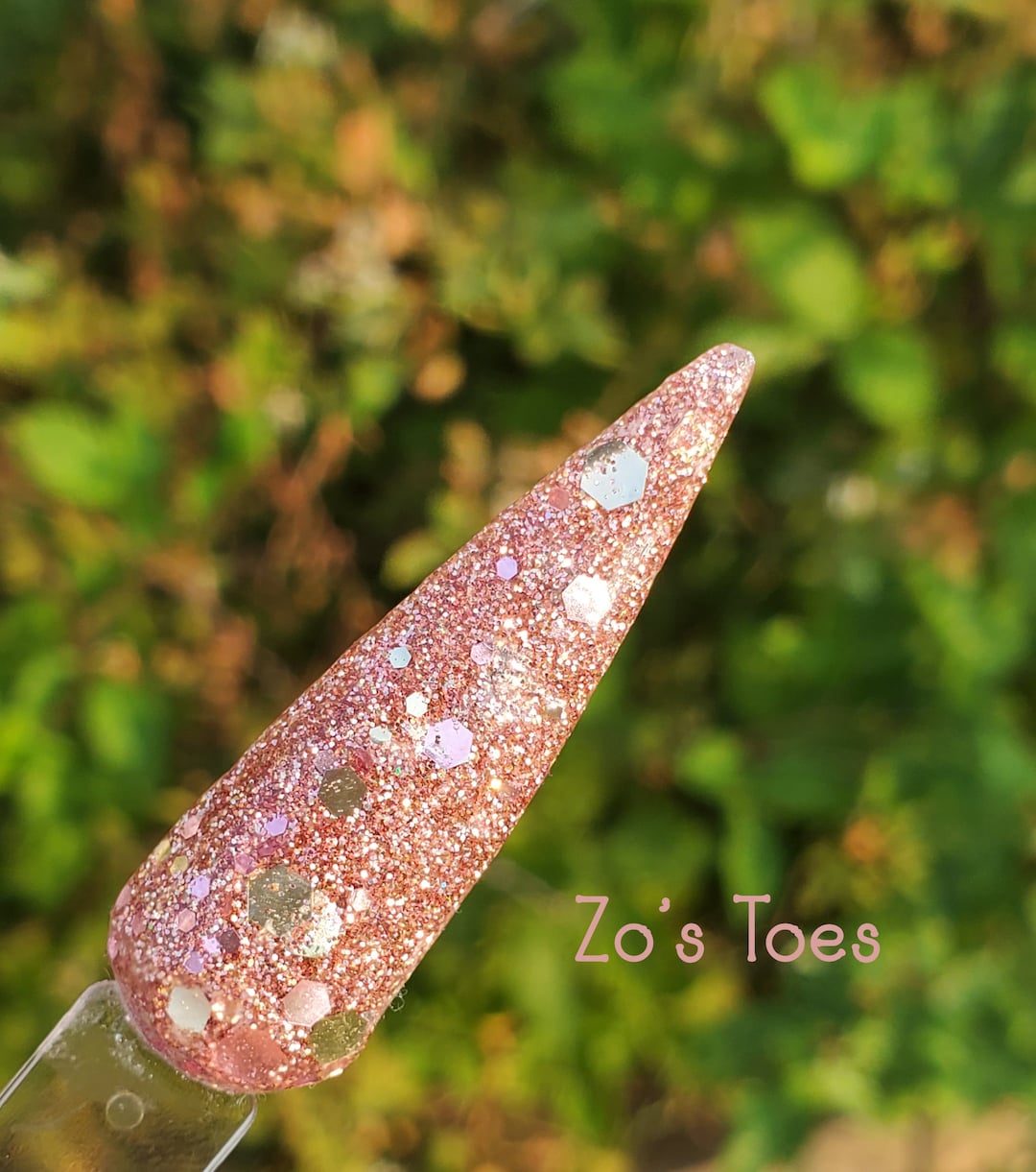 Zo's Toes Rose Gold and Pink Glitter Nail Dip Powder, Acrylic 2 in 1 ...