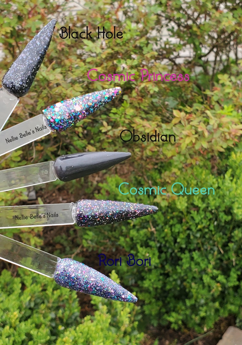 Cosmic Princess Black Chunky Holographic Glitter Nail Dip - Etsy