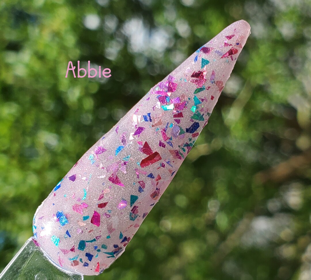 Abbie- Pink, Blue, Aqua, and Purple Flake Dip Powder, Dip Powder for ...
