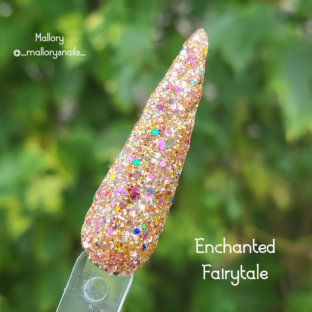 Enchanted Fairytale-gold and Multi Color Glitter Nail Dip Powder, Dip ...