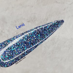 Lena Navy and Blue Nail Dip Powder, Holographic, Glitter Dip Powder ...