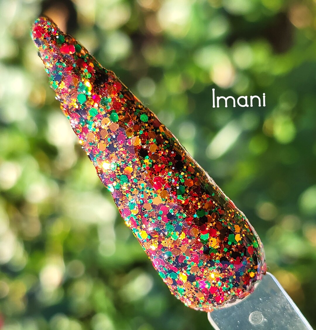 Imani-orange Black Red and Green Glitter Nail Dip Powder - Etsy