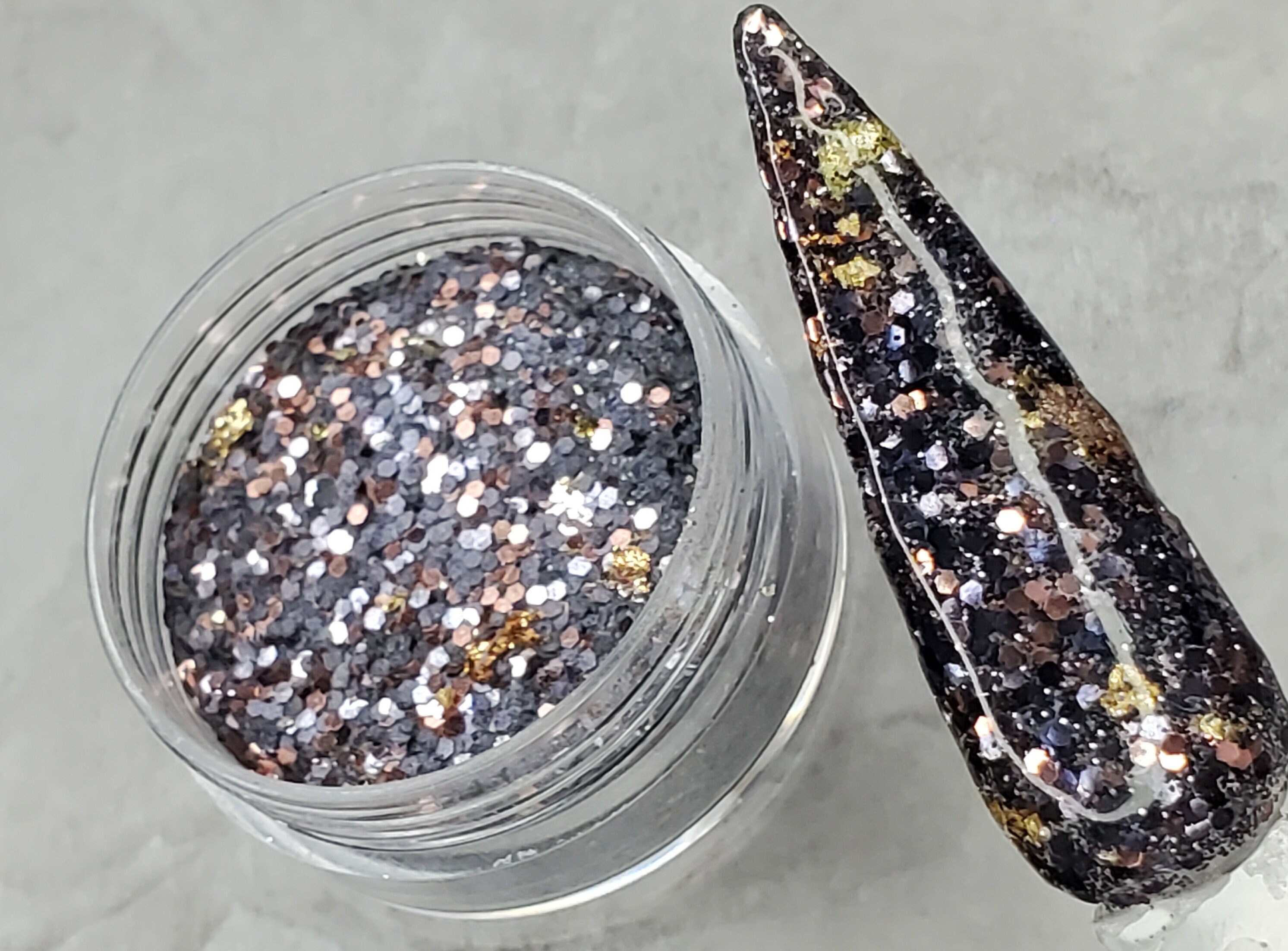 Harlem Black Navy and Rose Gold Nail Dip Powder Glitter Dip | Etsy