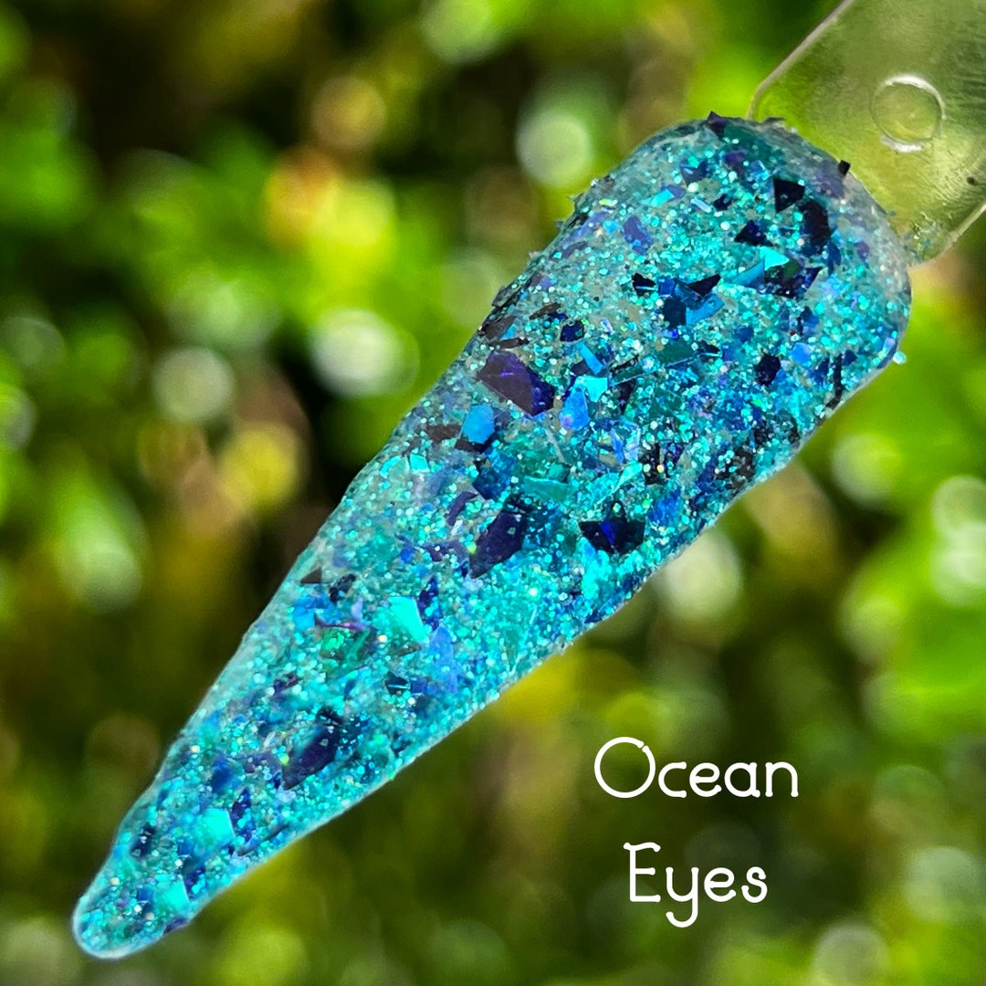 Ocean Eyes Aqua and Blue Glitter, Flakes Dip Powder - Etsy